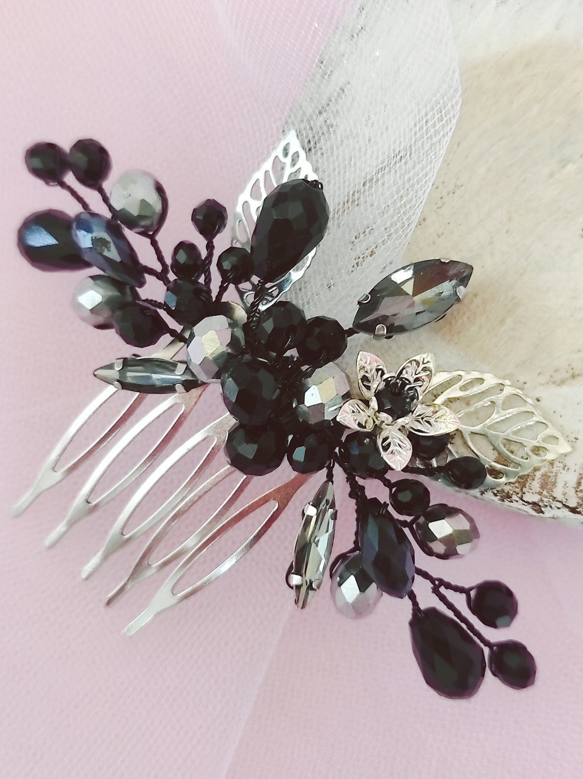 Crystal Hair Comb/black Crystal Hair Comb/ Prom Hair - Etsy