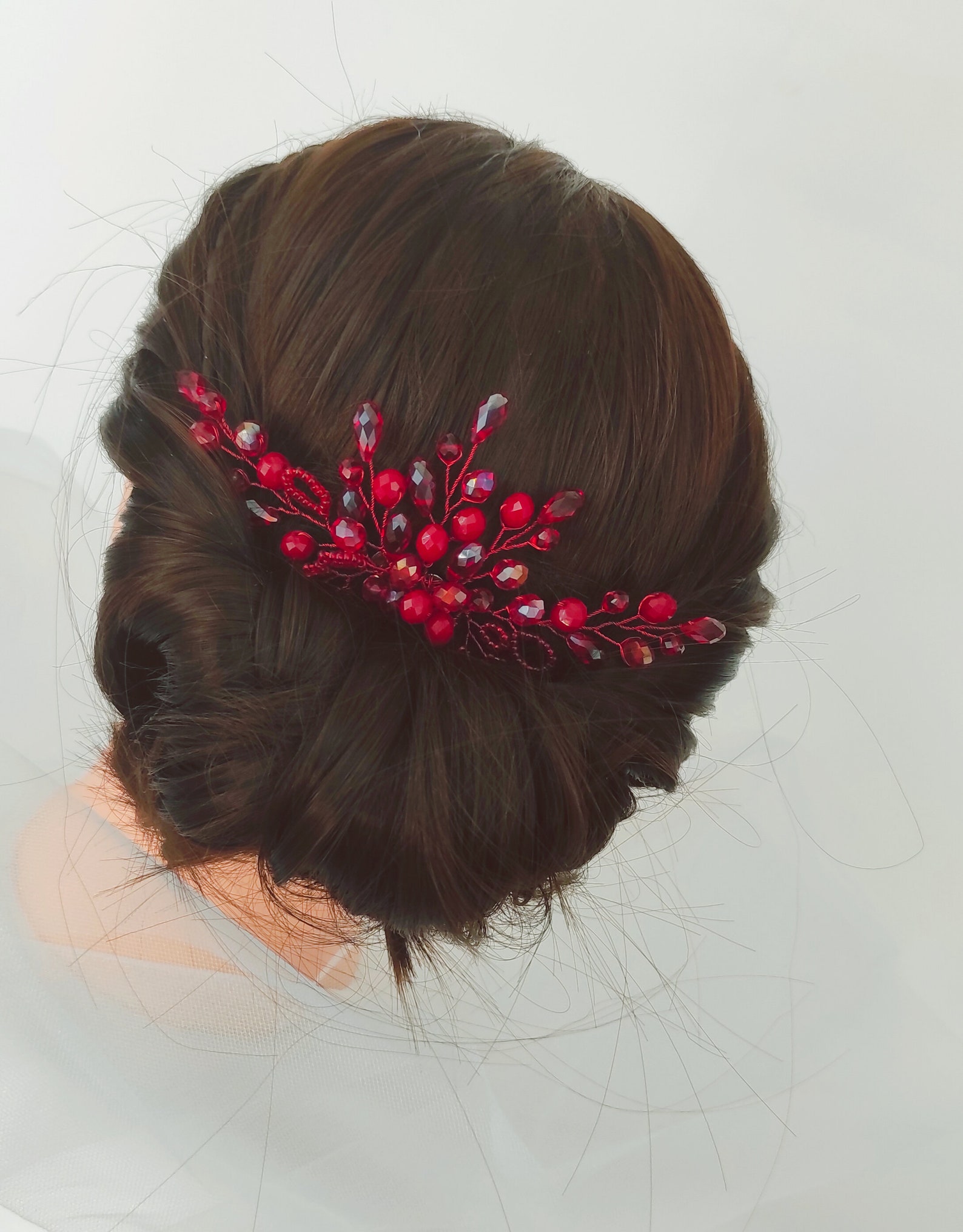 Red Hair Comb Wedding Decorative Comb Red Bridal Headpiece - Etsy