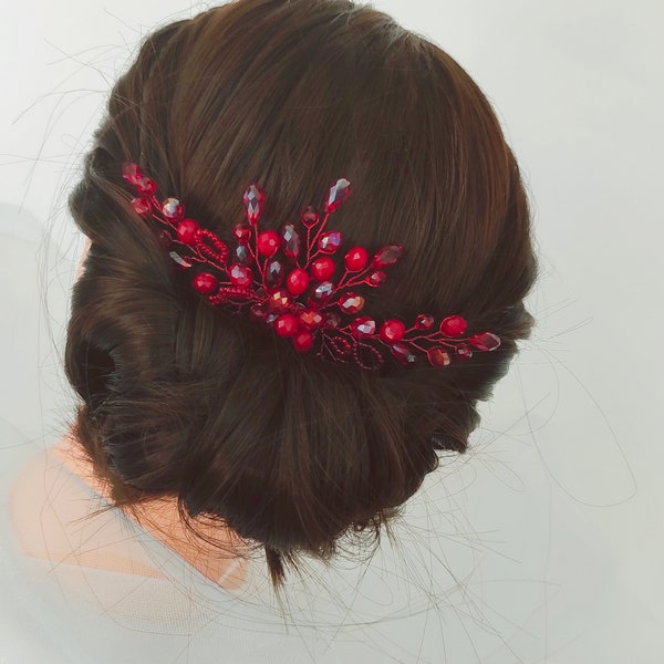 Red Bridal Hair - Etsy