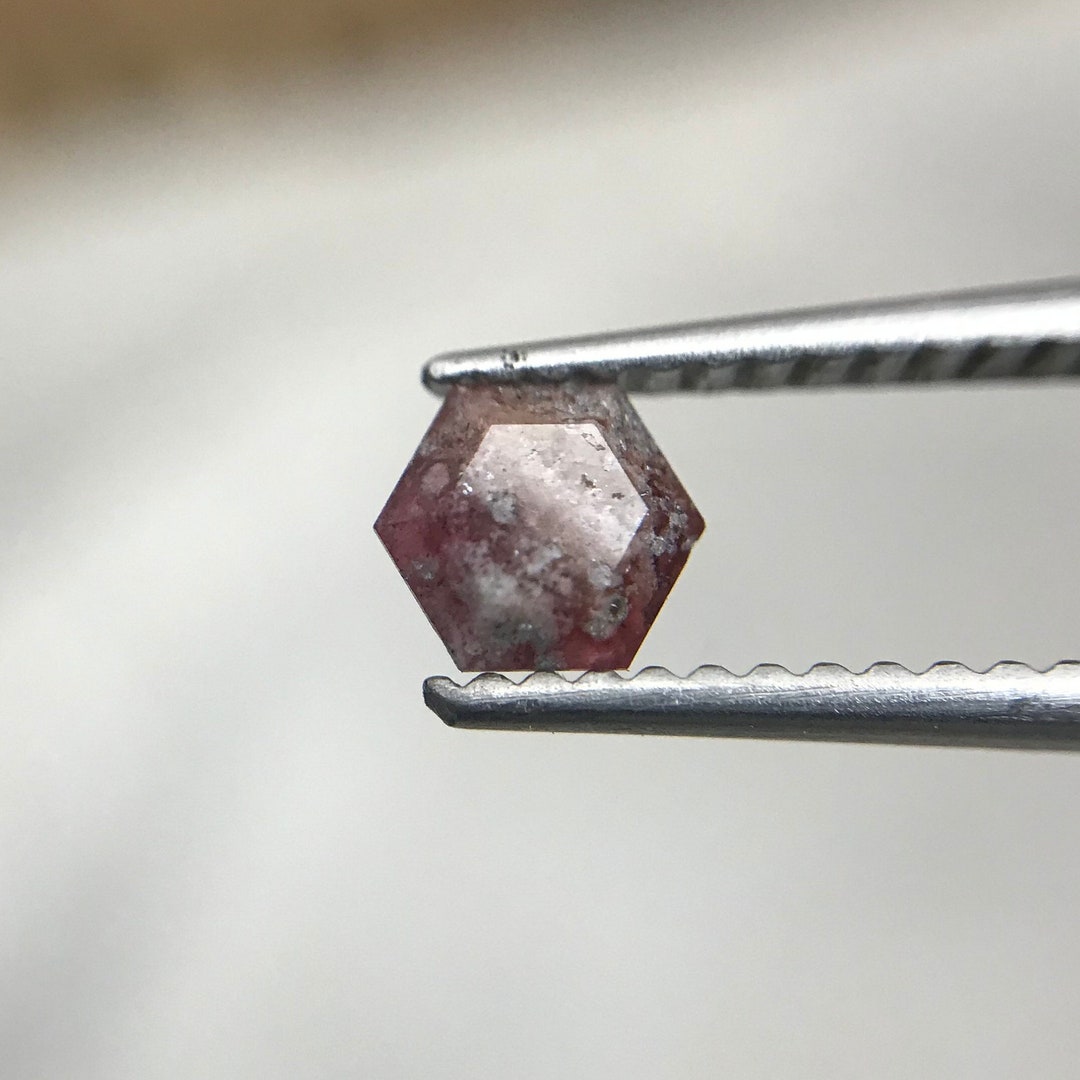 0.26 Carat Salt and Pepper Red Beryl 4.25x4.85mm Hexagon Tabular Cut ...