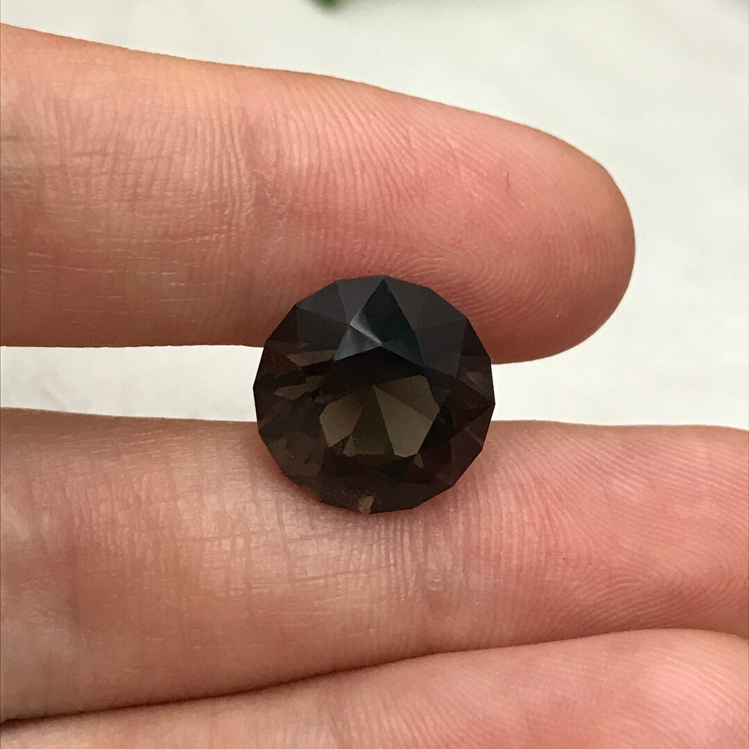 7.48 Carat Apache Tear 13mm Round Brilliant Cut, Faceted Loose, Dark ...