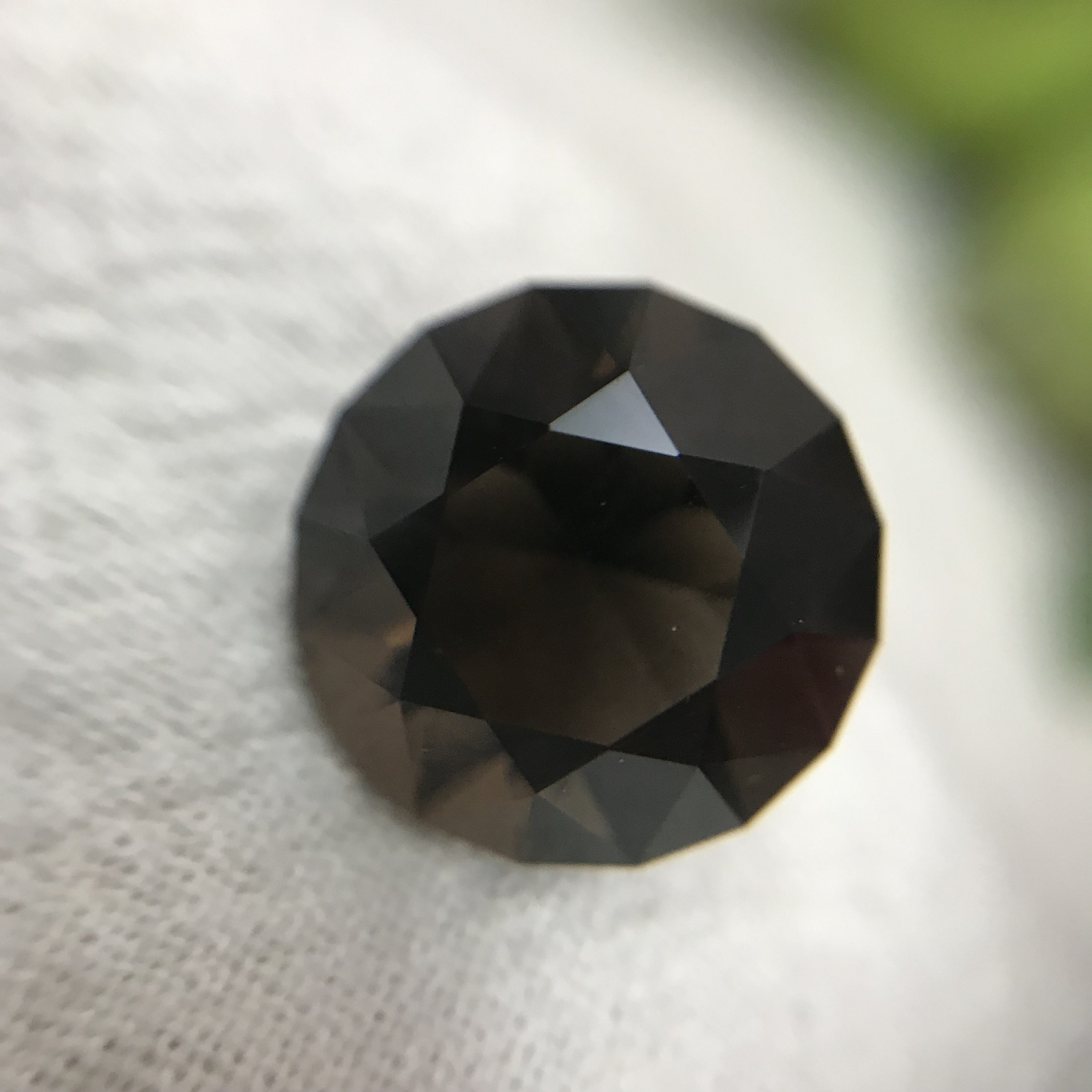 7.48 Carat Apache Tear 13mm Round Brilliant Cut, Faceted Loose, Dark ...