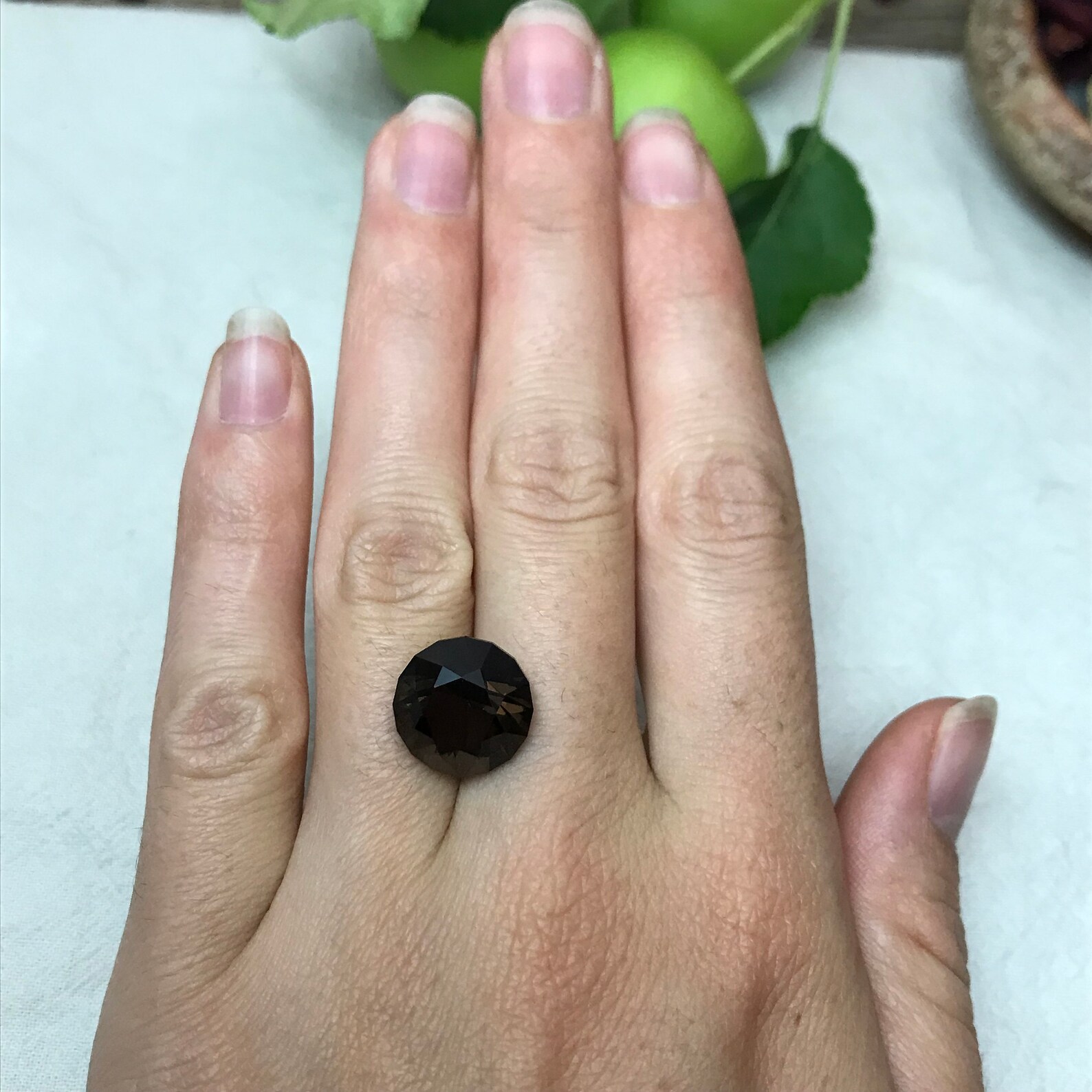 7.48 Carat Apache Tear 13mm Round Brilliant Cut, Faceted Loose, Dark ...