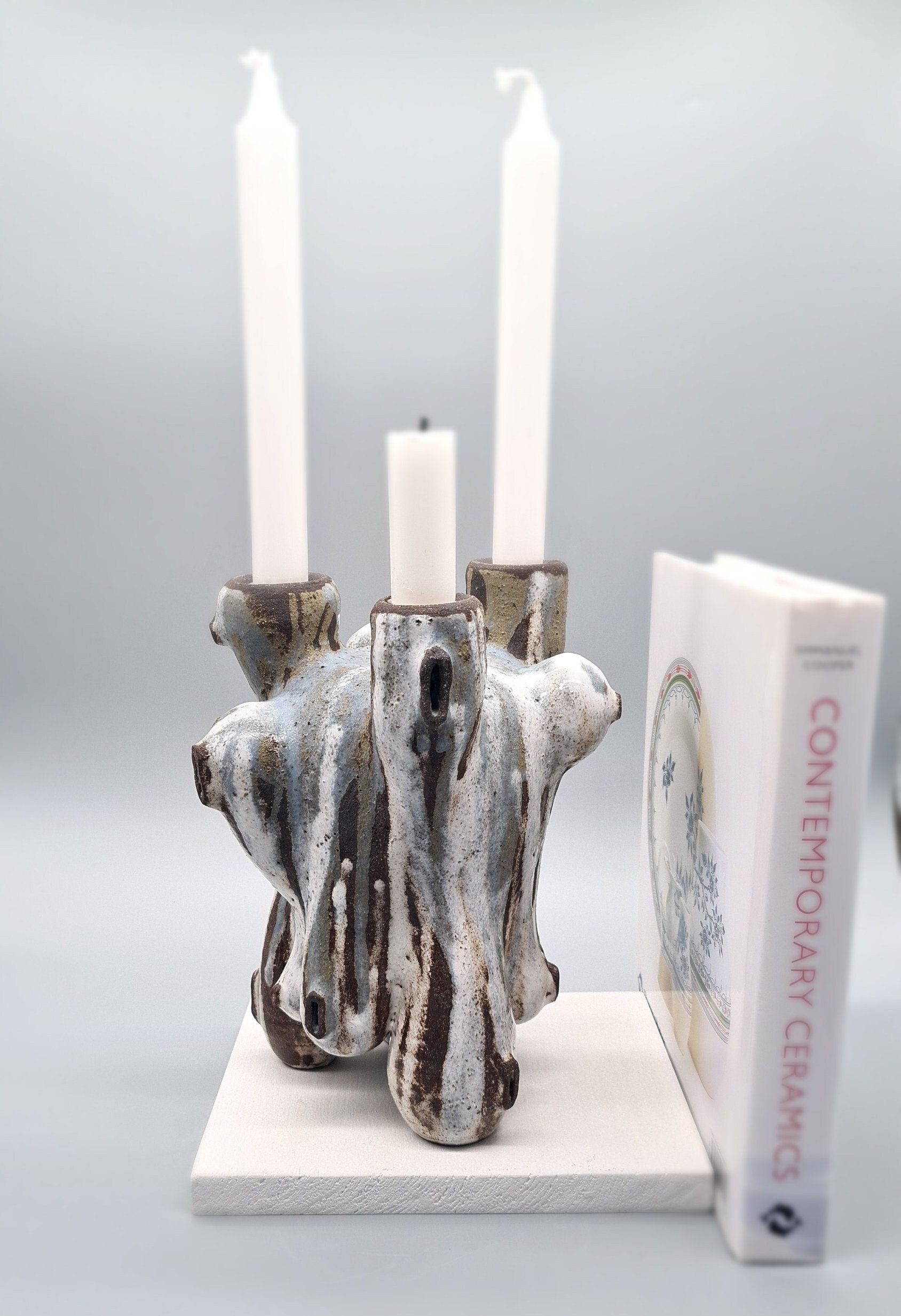 Upside-down Vase 3-branched Candle Holder, Unique Stoneware Interior ...