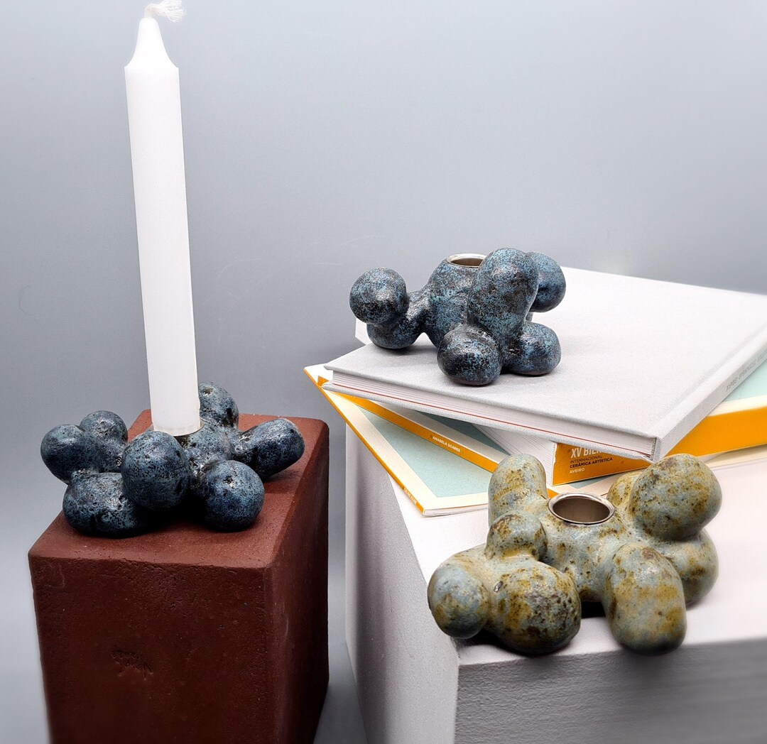Blue Modern Unique Ceramic Candle Holder - Etsy