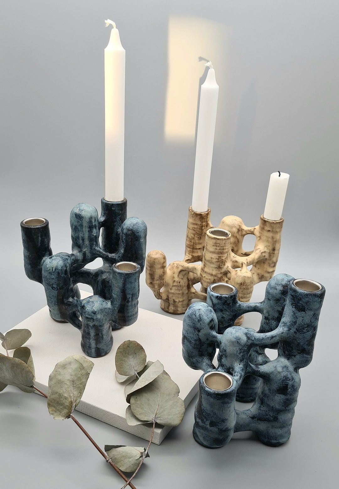Modern Ceramic 3-branched Candle Holder - Etsy