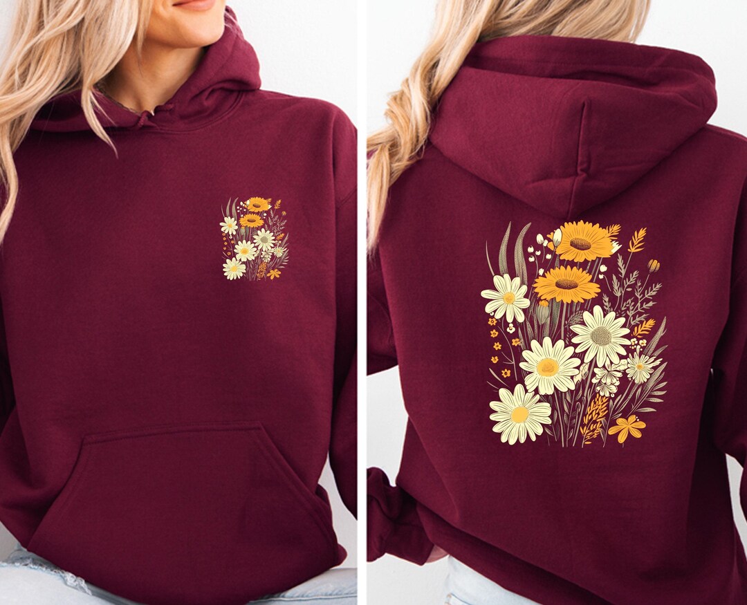 Floral Hoodie, Plant Lovers Hoodie, Cottagecore Hoodie, Daisy Hoodie ...
