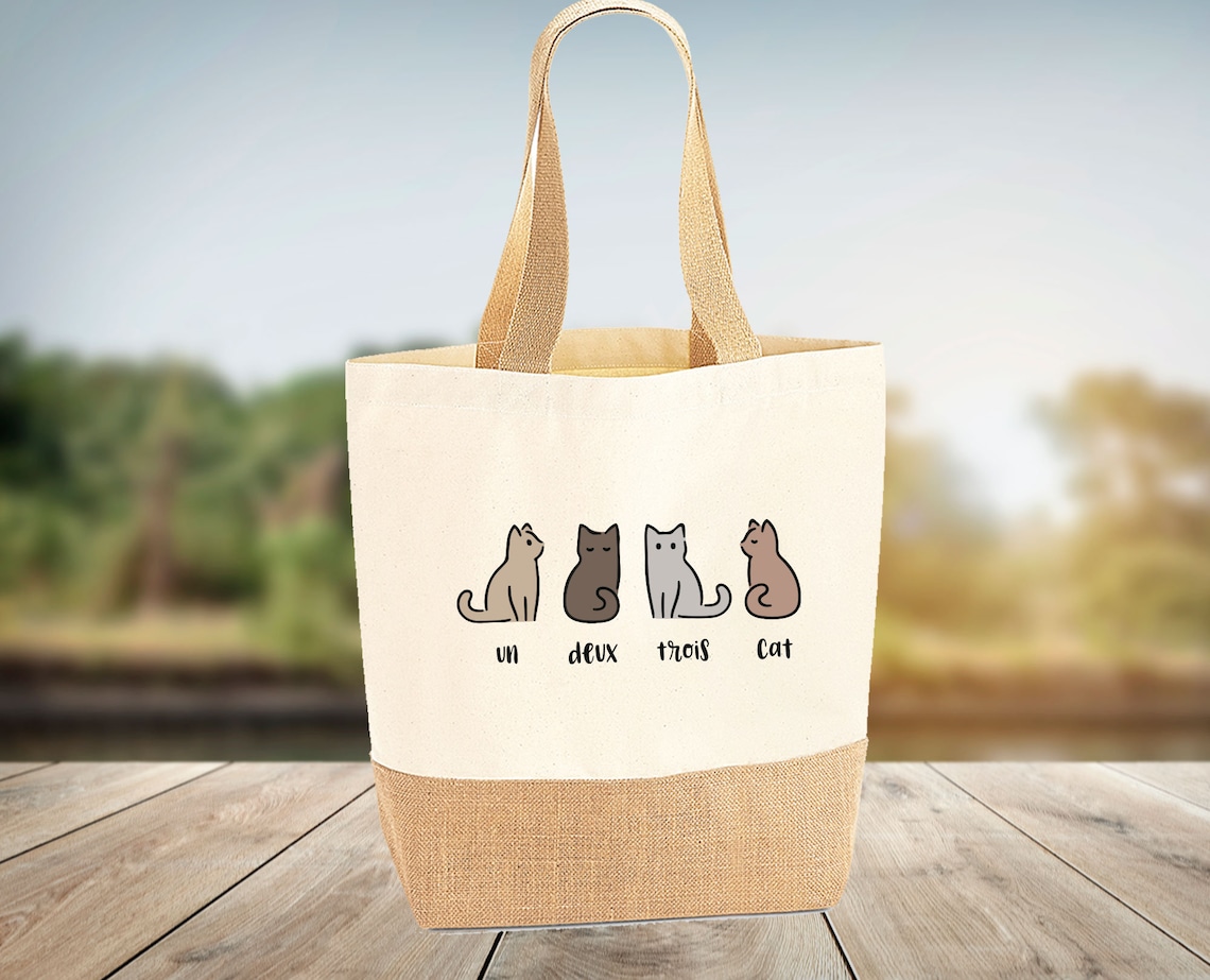 Cat Jute Bag Cat Owner Gifts Cat Totes Cat Lover Bag Large - Etsy