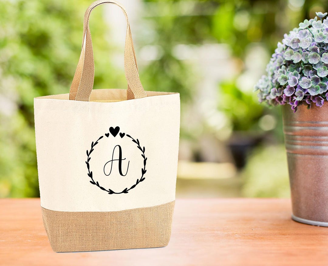 Monogram Jute Bag, Initial Jute Bag, Personalised Bag, Monogram Bag ...