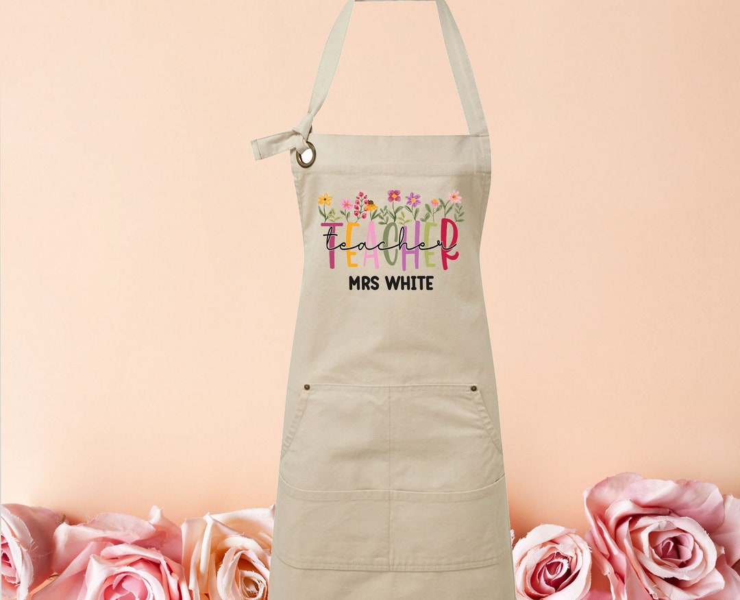 Teacher Apron, Canvas Teacher Apron, Art Teacher Apron, Personalised ...
