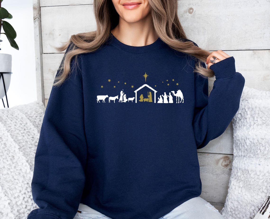 Nativity Sweatshirt, Christmas Sweatshirt, Jesus Sweatshirt, Christmas ...