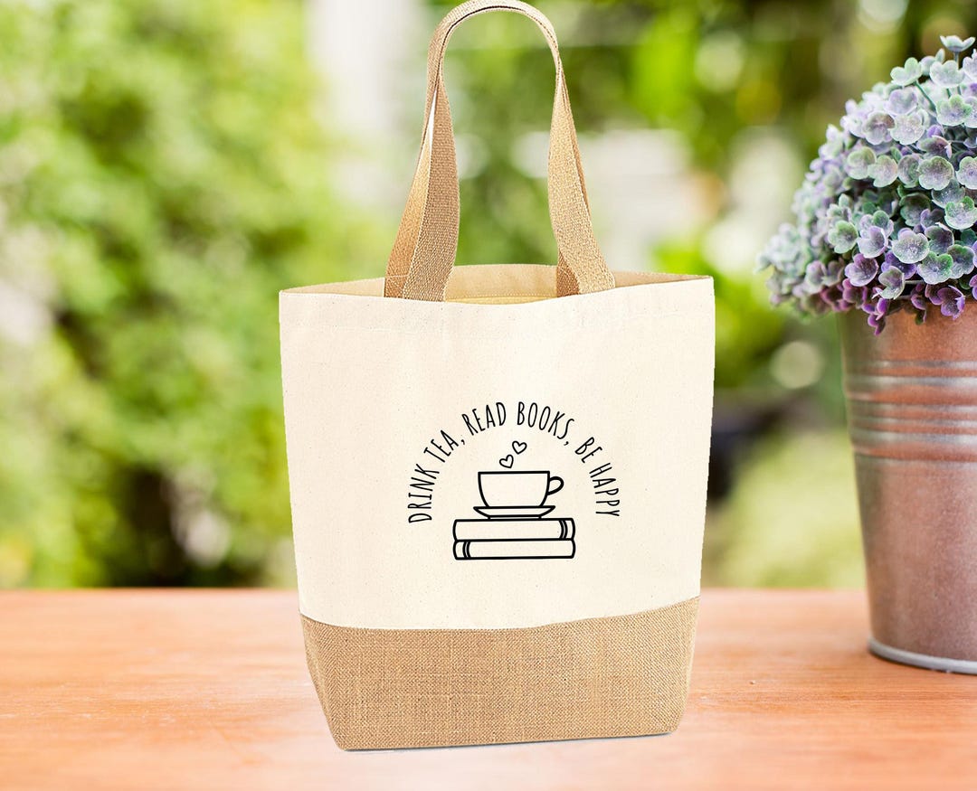 Book Jute Bag, Book Tote Bag, Bookish Gifts, Book Lovers Gift, Bookish ...