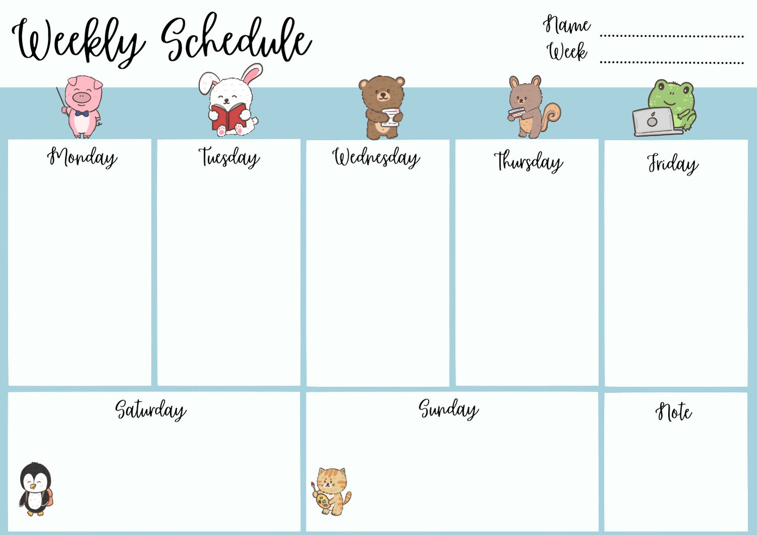 Weekly Planner for Kids I Printable Digital Download I Weekly ...