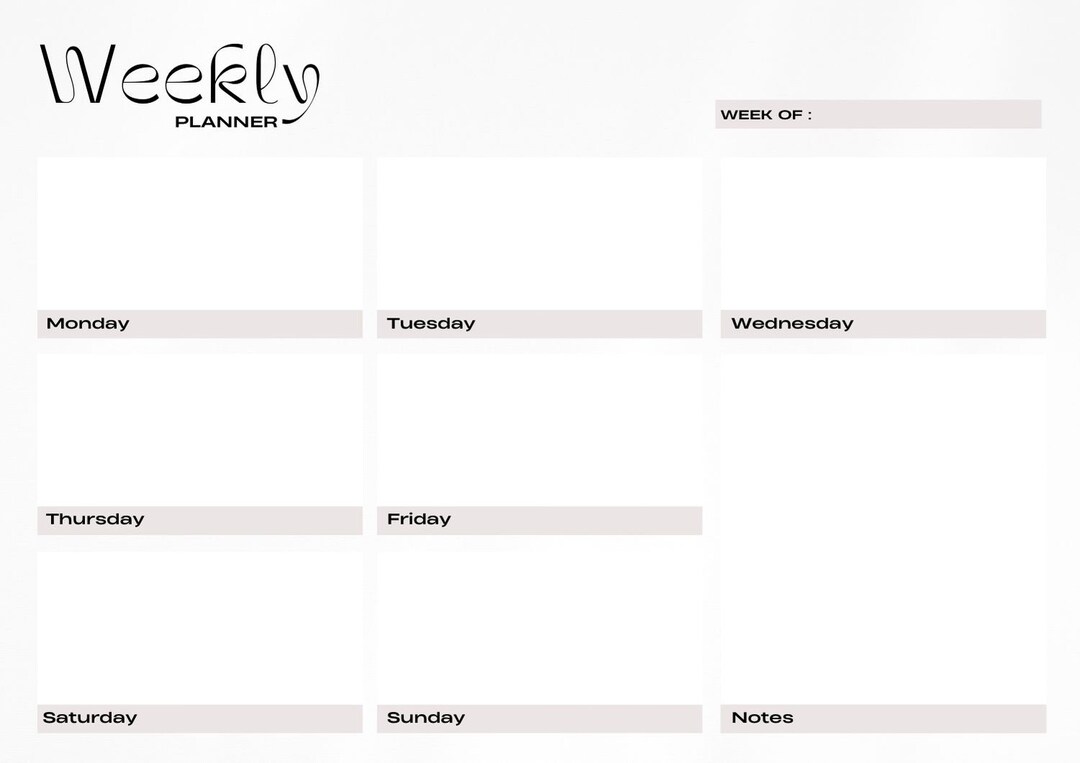 Simple Weekly Planner Schedule I Printable Digital Download I Weekly ...