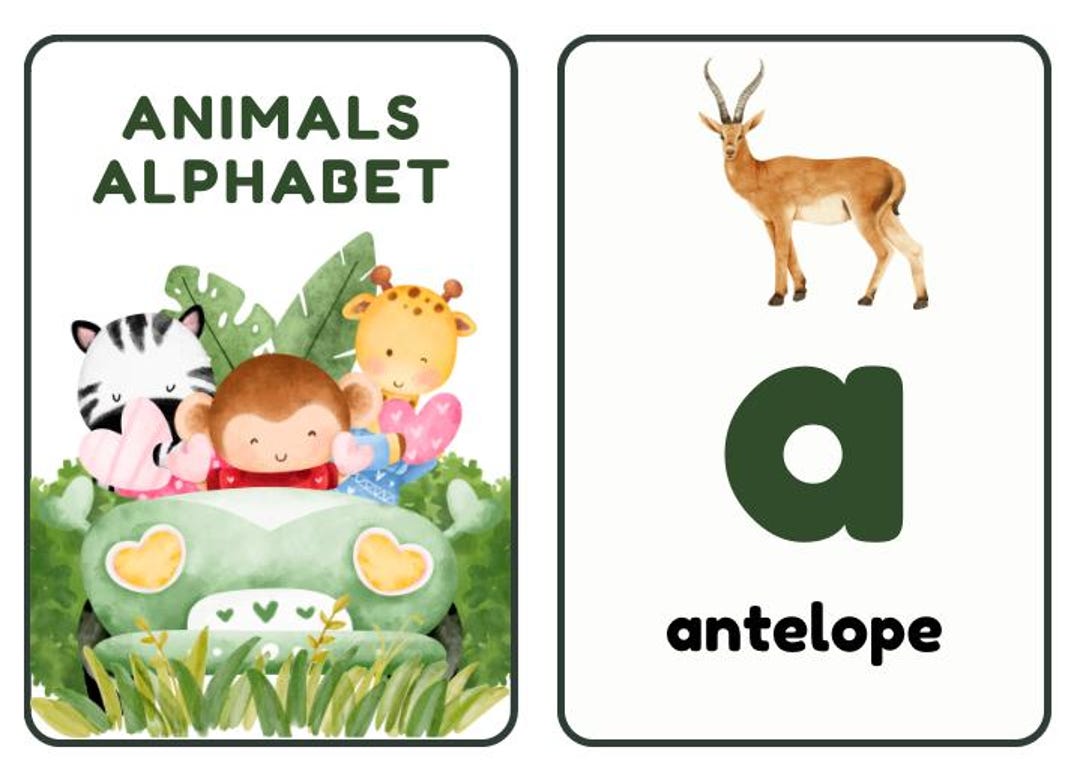 ABC Animal Alphabet Flash Card I Digital Download I Printable - Etsy
