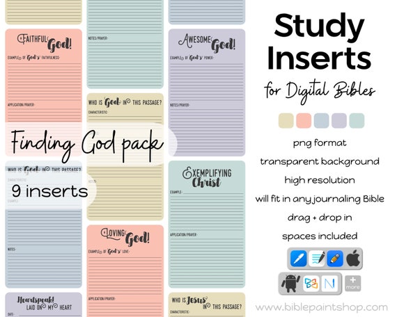 Bible Study Inserts Digital Format Bible Stickers Bible - Etsy