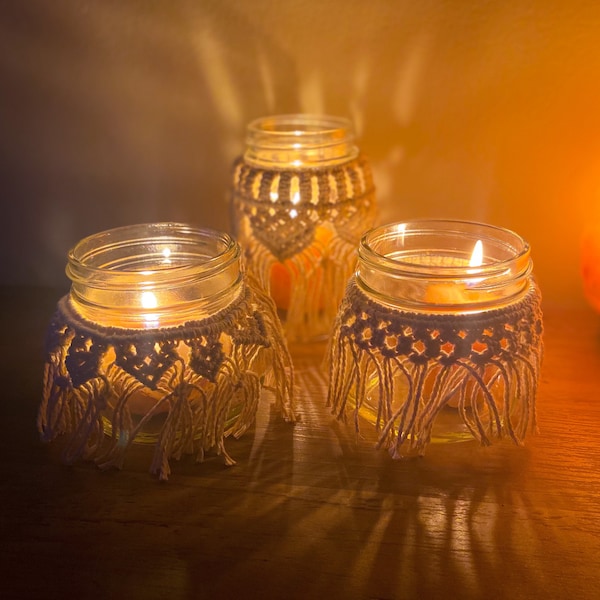 Macrame Candle Holder - Etsy
