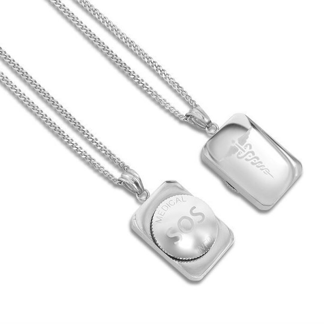 Unisex Medi Safe SOS Pendant Necklace, Medical Alert, Medic ID ...