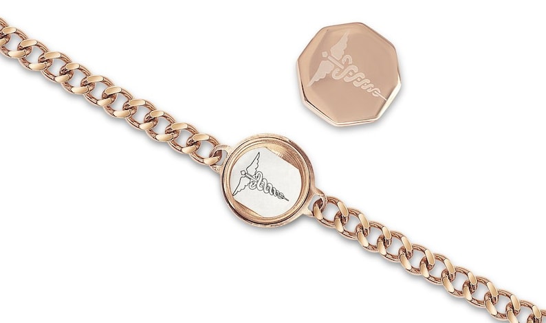 Ladies Medi Safe SOS Rose Gold Bracelet Medical Alert Medic - Etsy