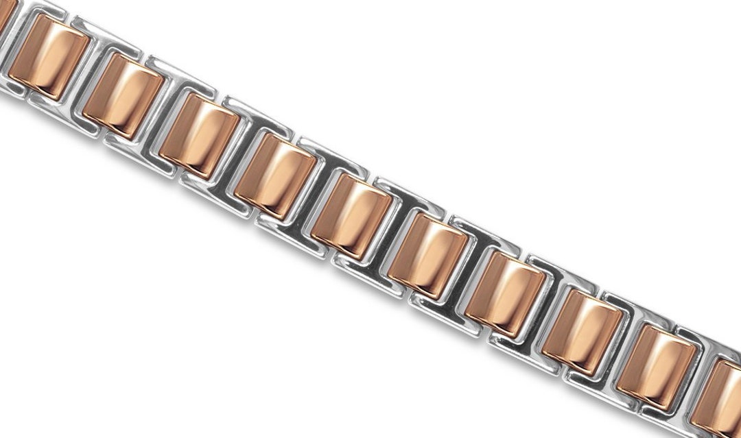 Mens Strong Bio Magnetic Titanium Bracelet in Rose Gold and Silver ...