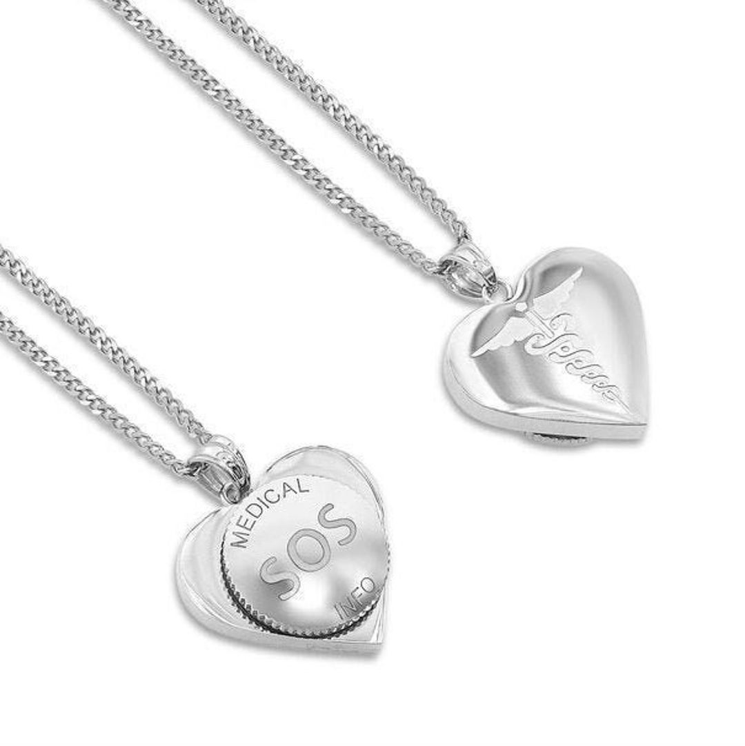 Ladies Medi Safe SOS Heart Necklace, Medical Alert, Talisman Bracelet ...
