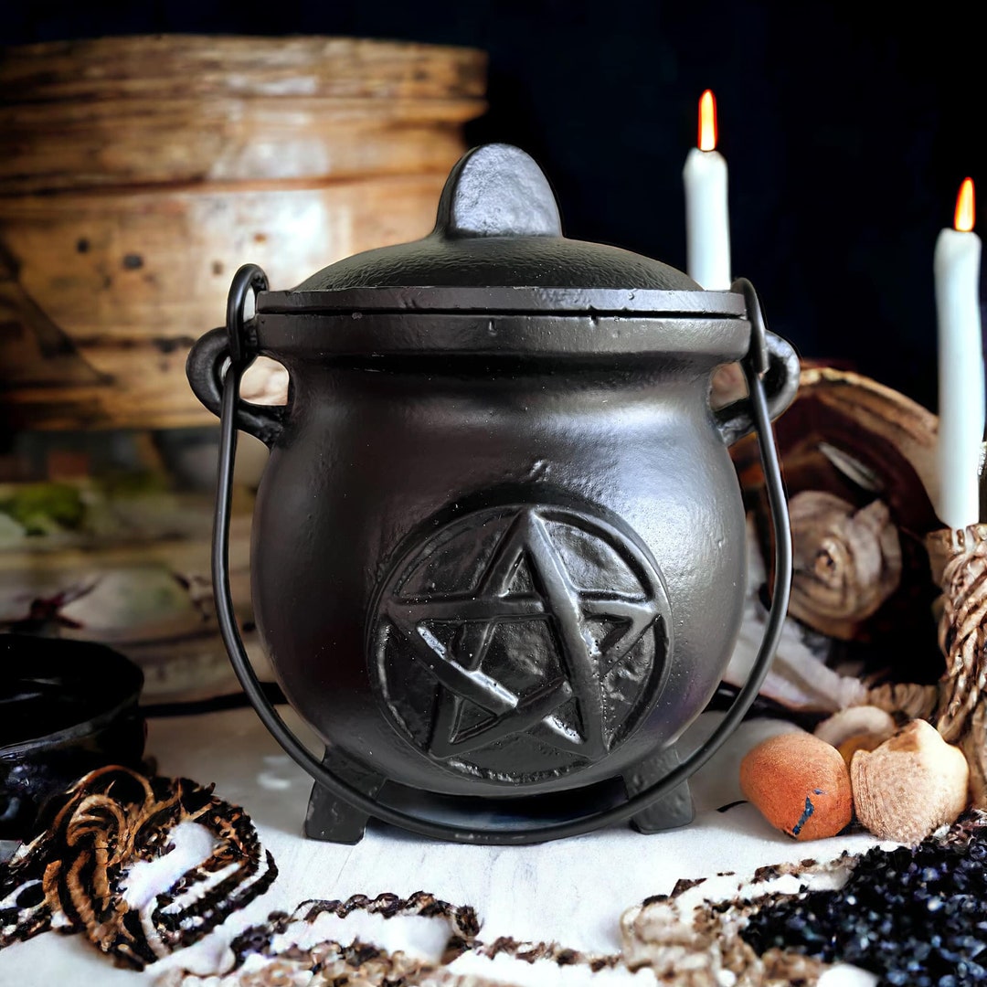 Large Cast Iron Pentacle Cauldron - Etsy