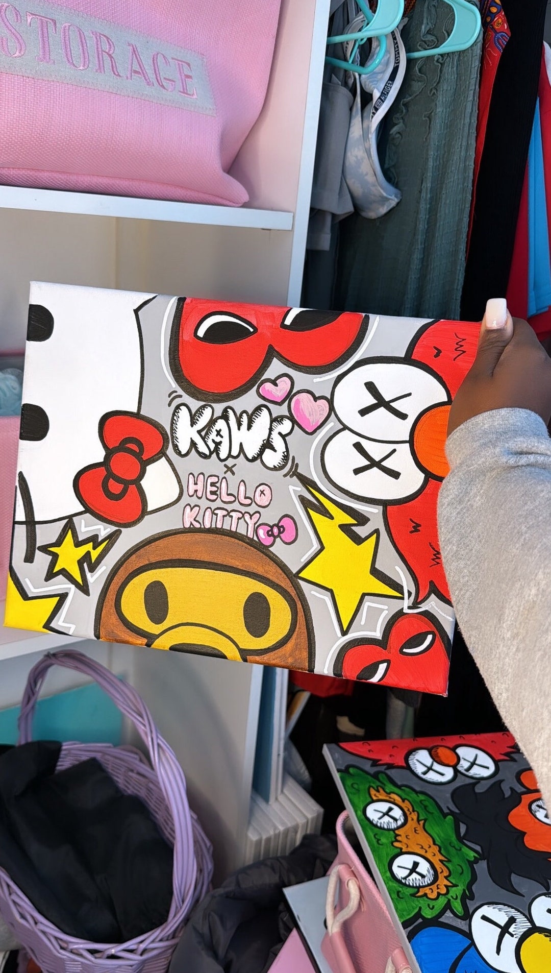 Hello Kitty Kaws Painting - Etsy