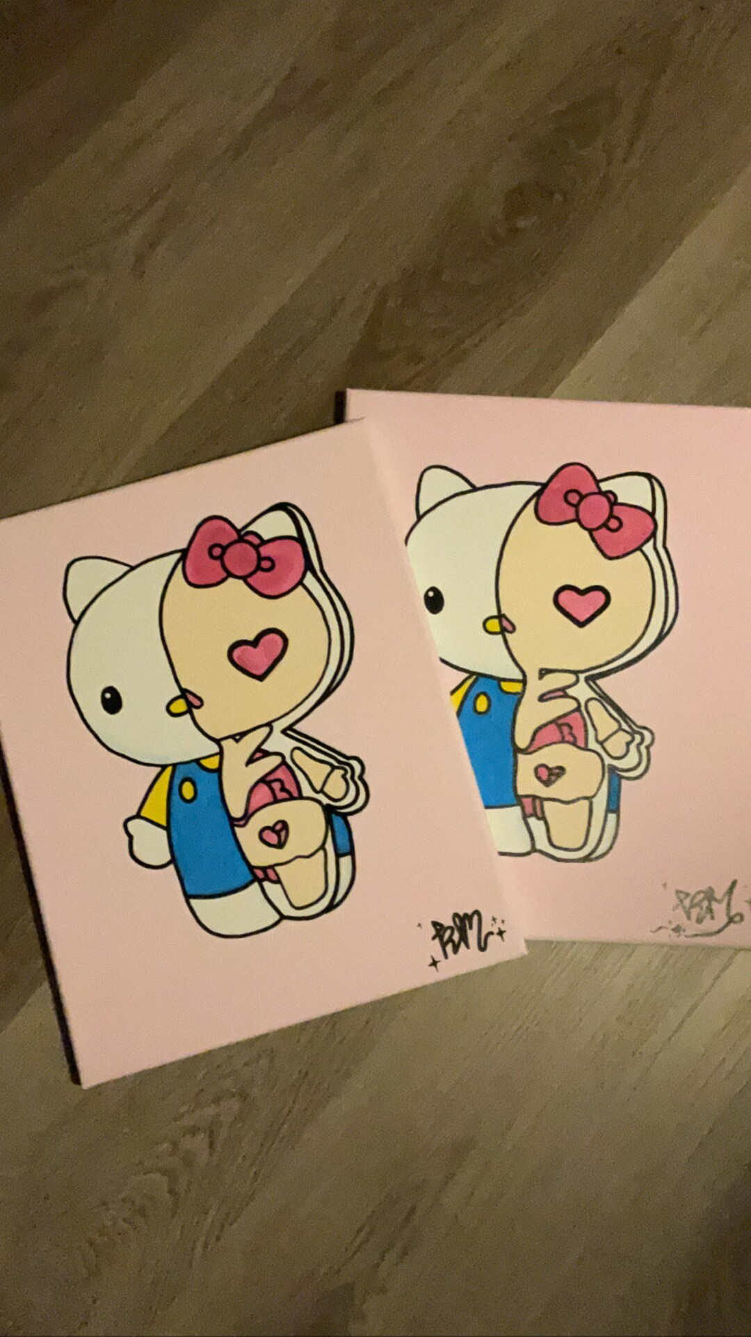 Hello Kitty Half Skeleton Painting - Etsy