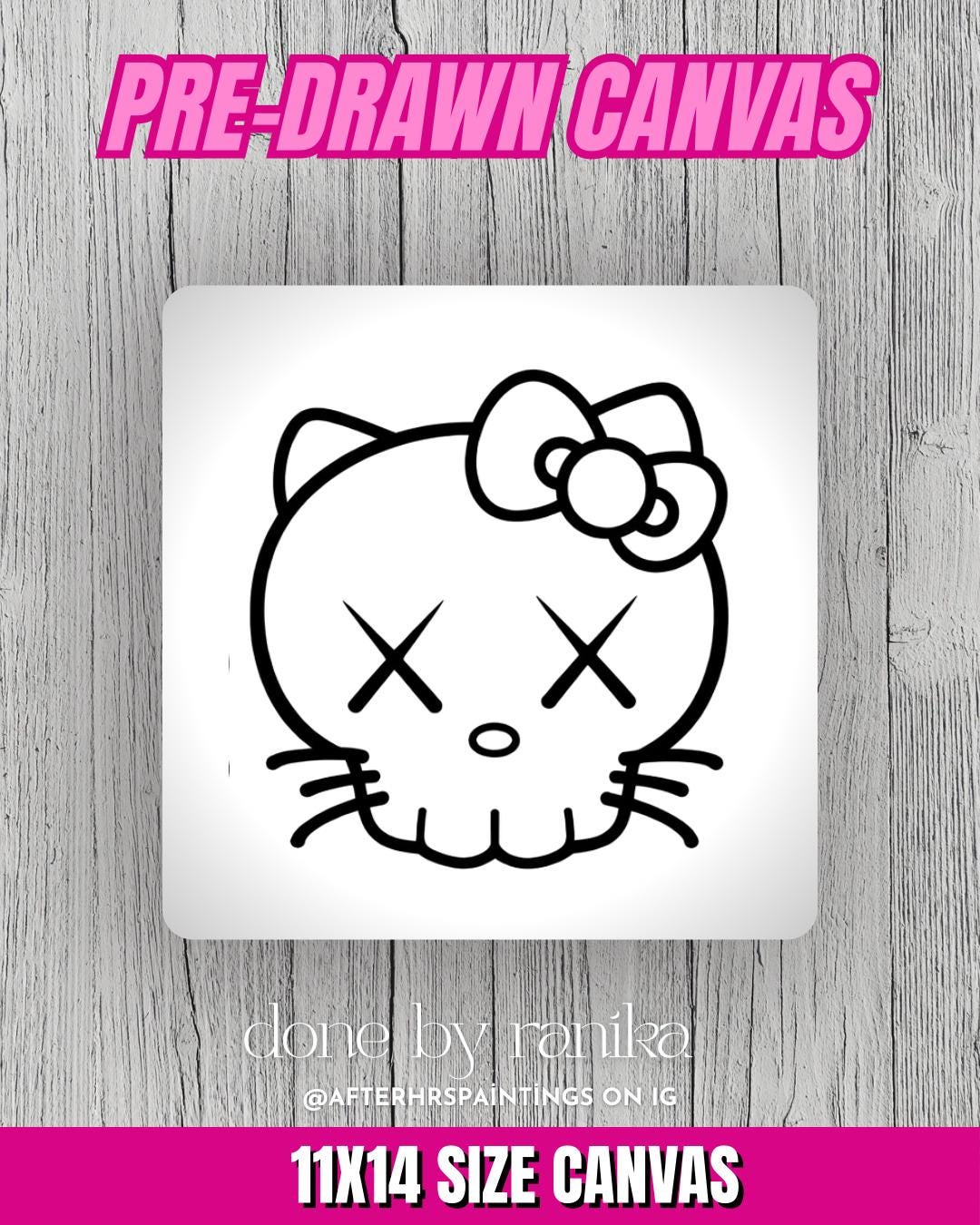 Pre-drawn Canvas Hello Kitty X Kaws Skull - Etsy