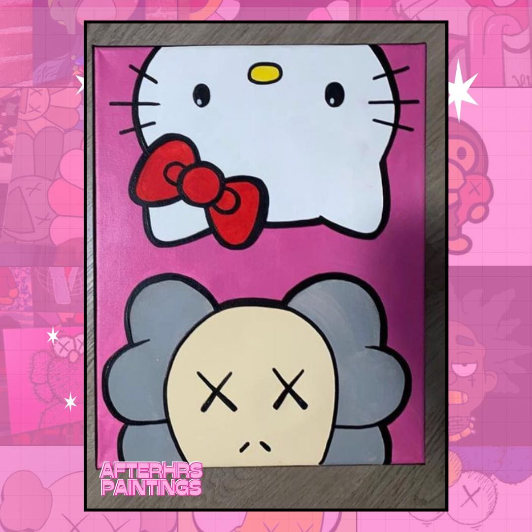 Hello Kitty X Kaws Painting - Etsy