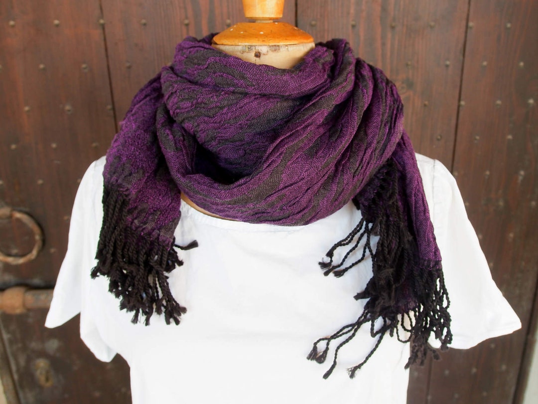 Bufanda bicolor morada bacalao negro. AL06 - Etsy España