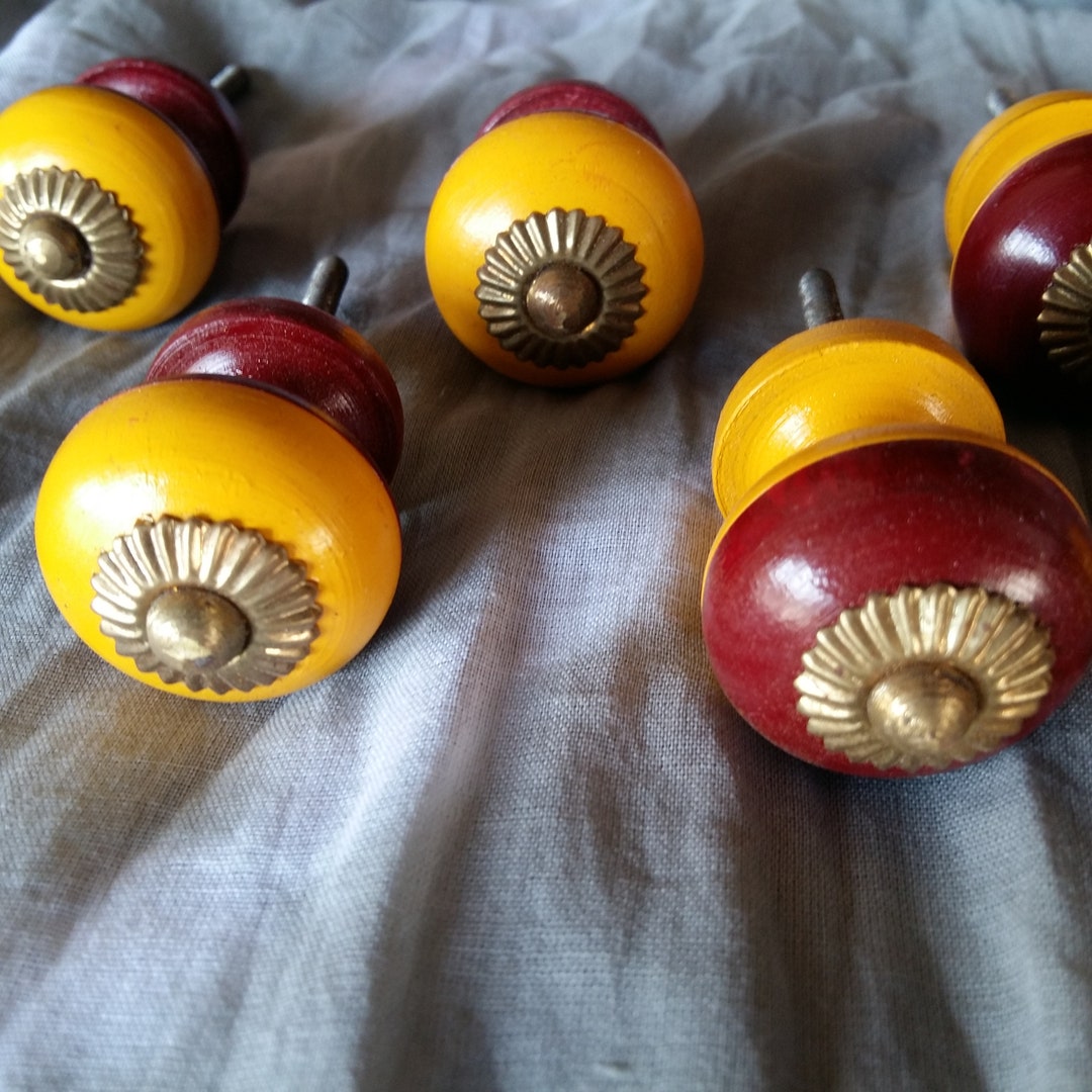 Set of 6 Wooden Indian Knobs - Etsy