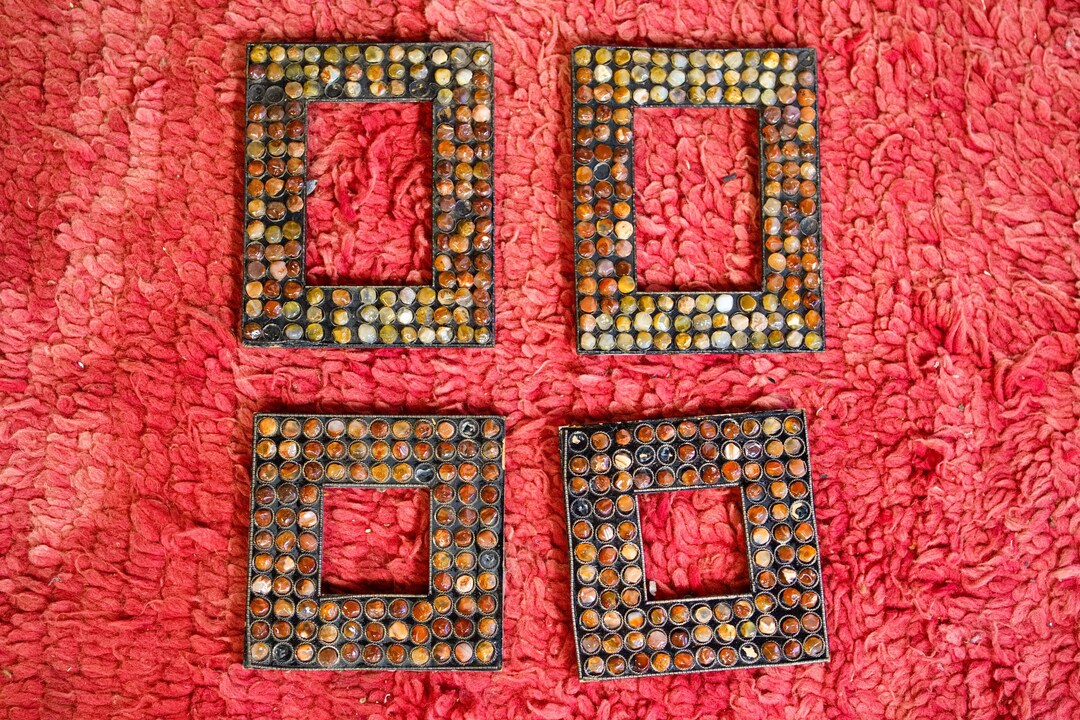 Set of 4 Indian Frames in White Metal, Wood and Semi-precious Stones - Etsy
