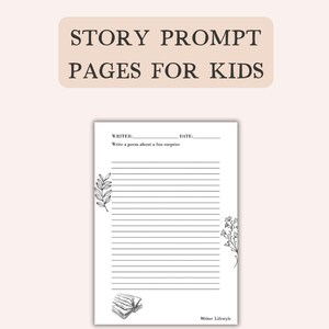 Story Prompts for Kids, Printable Writing Prompt Pages for Middle ...
