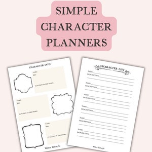 Character Printables for Writers, Character List and Bio Worksheets for ...