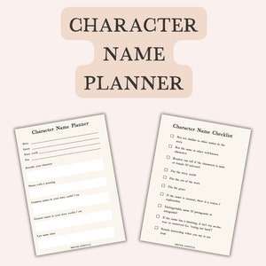 Character Name Planner, Printable and Digital Writer Worksheet - Etsy