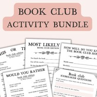 Printable Game Bundle for Book Clubs, Bookworm Party Games, Book Club ...