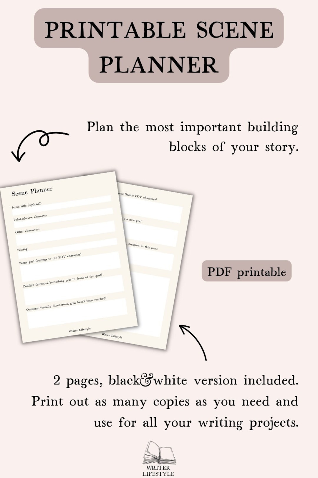 Scene Planner Worksheet Digital and Printable Novel Outline - Etsy