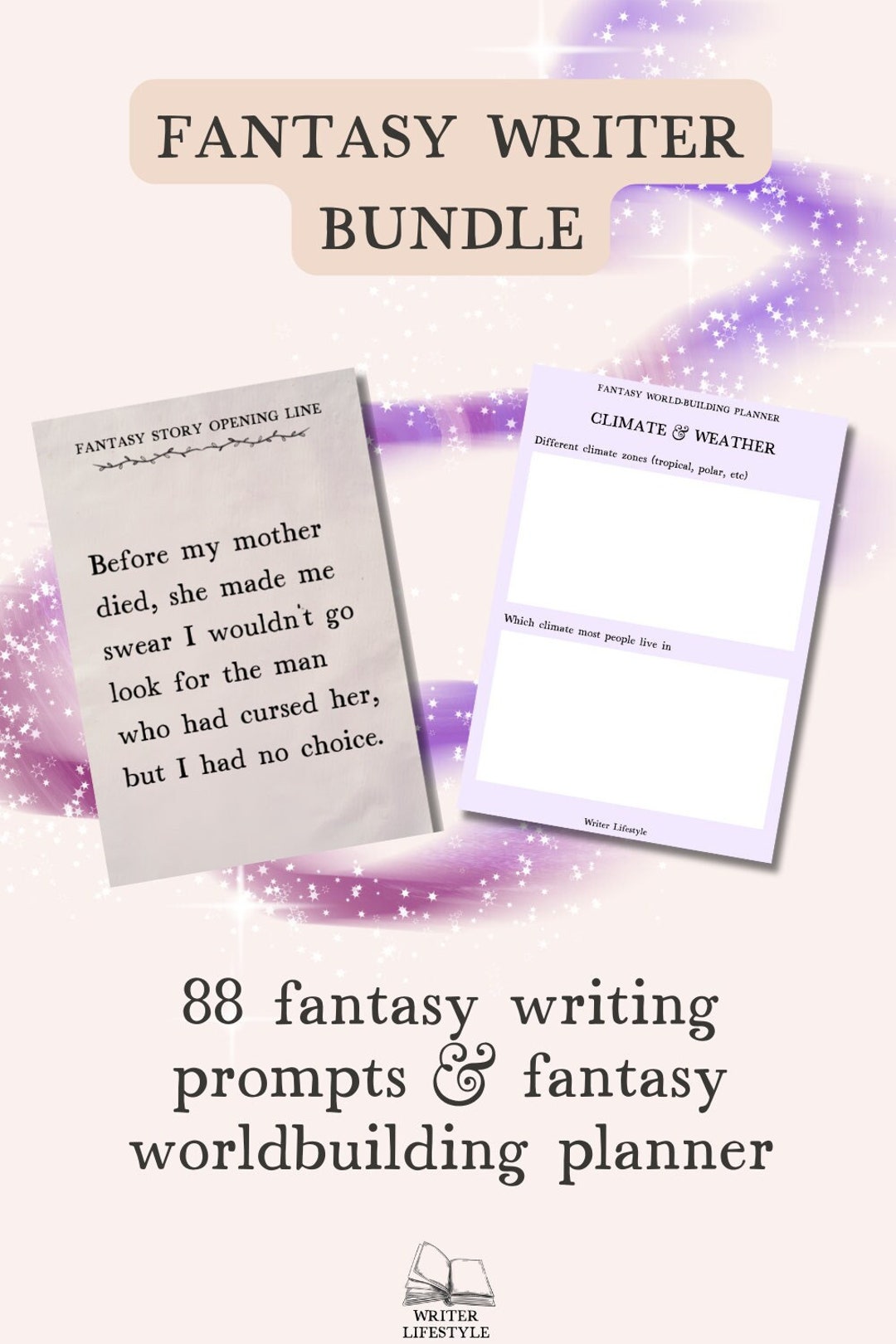 Fantasy Writer Bundle With Writing Prompts and Worldbuilding Planner ...