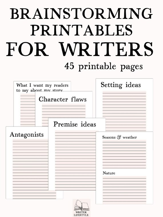 Brainstorming Printables for Writers Worksheets to Help You | Etsy