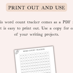 Word Count Tracker for Writers, Printables for Writing a Book ...
