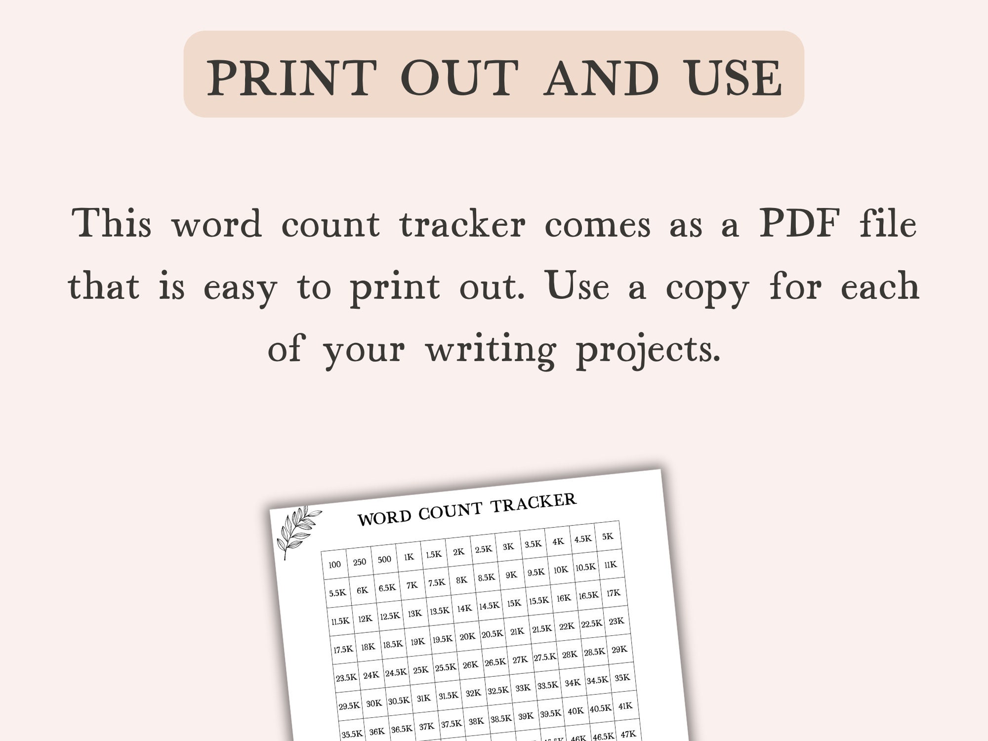 Word Count Tracker for Writers, Printables for Writing a Book ...