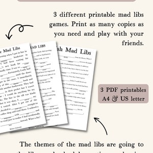 Printable Mad Libs Bundle for Bookworms, Book Club Game, Funny Party ...
