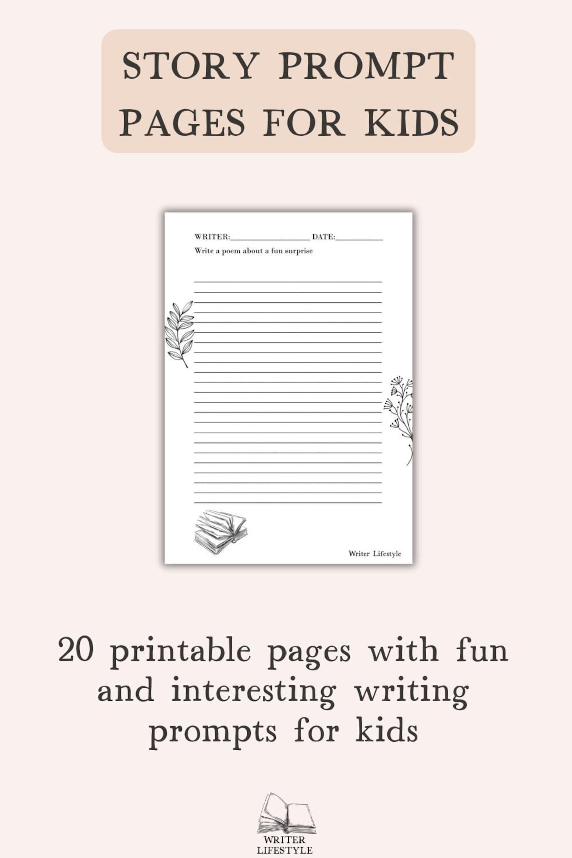 Story Prompts for Kids, Printable Writing Prompt Pages for Middle ...