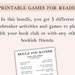 Book Club Icebreaker Activities Bundle, Printable Games, Get to Know ...
