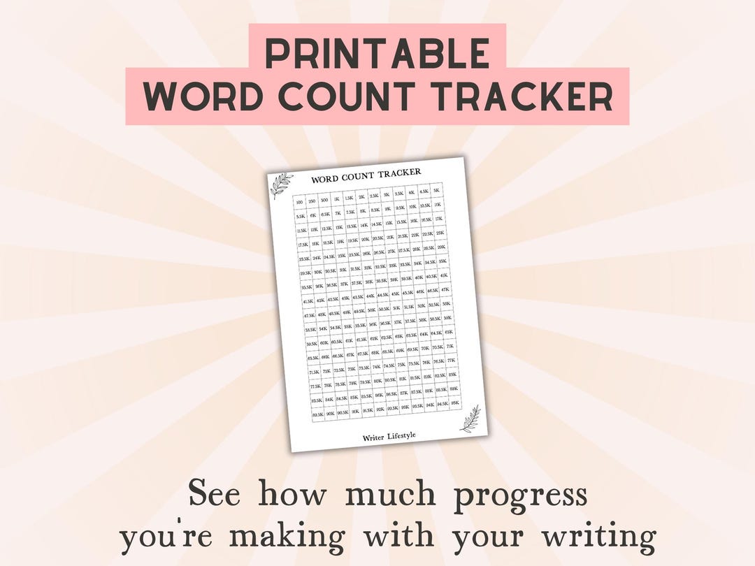 Word Count Tracker for Writers, Printables for Writing a Book ...
