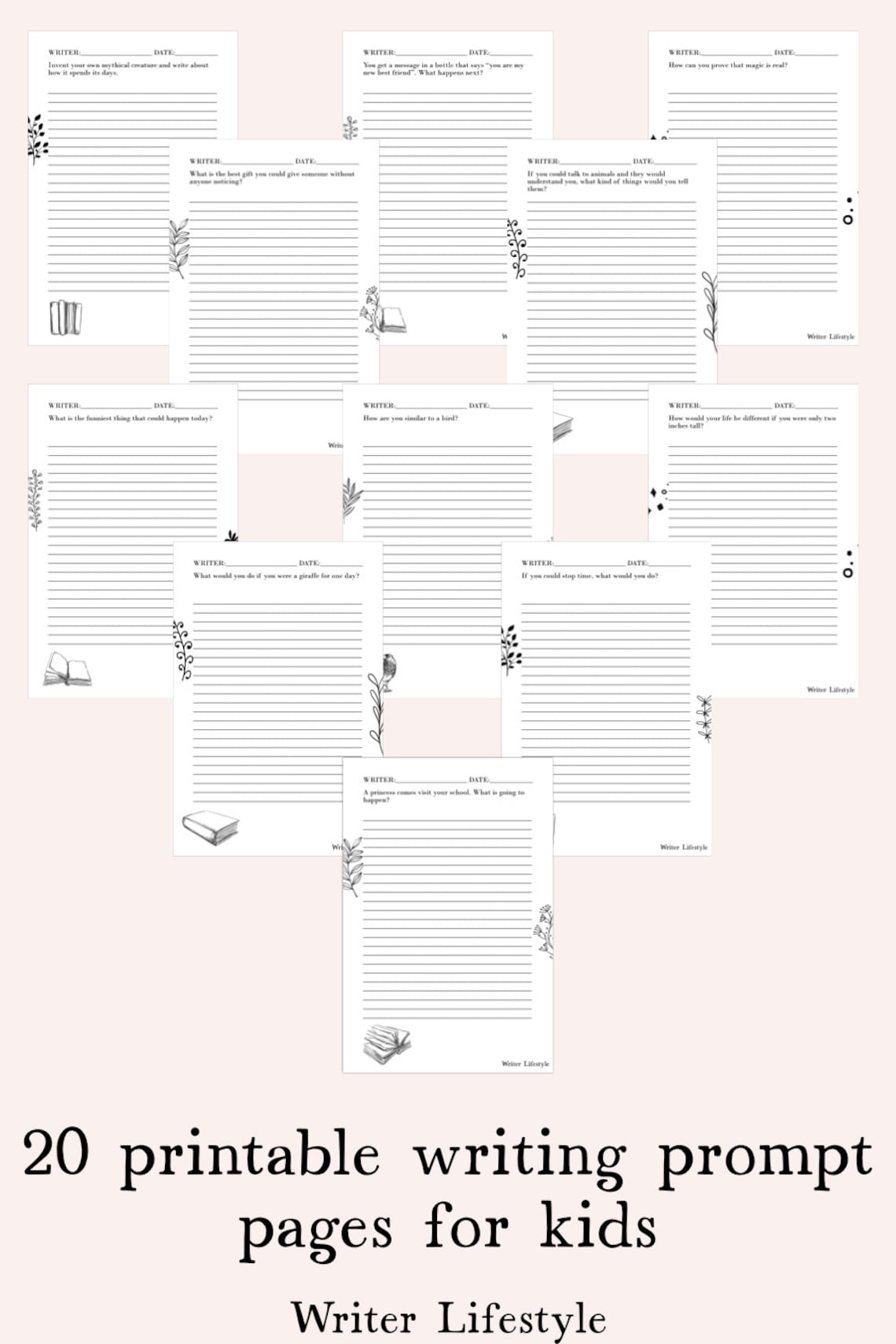 Writing Prompts for Kids PDF Printable Story Pages for Middle - Etsy