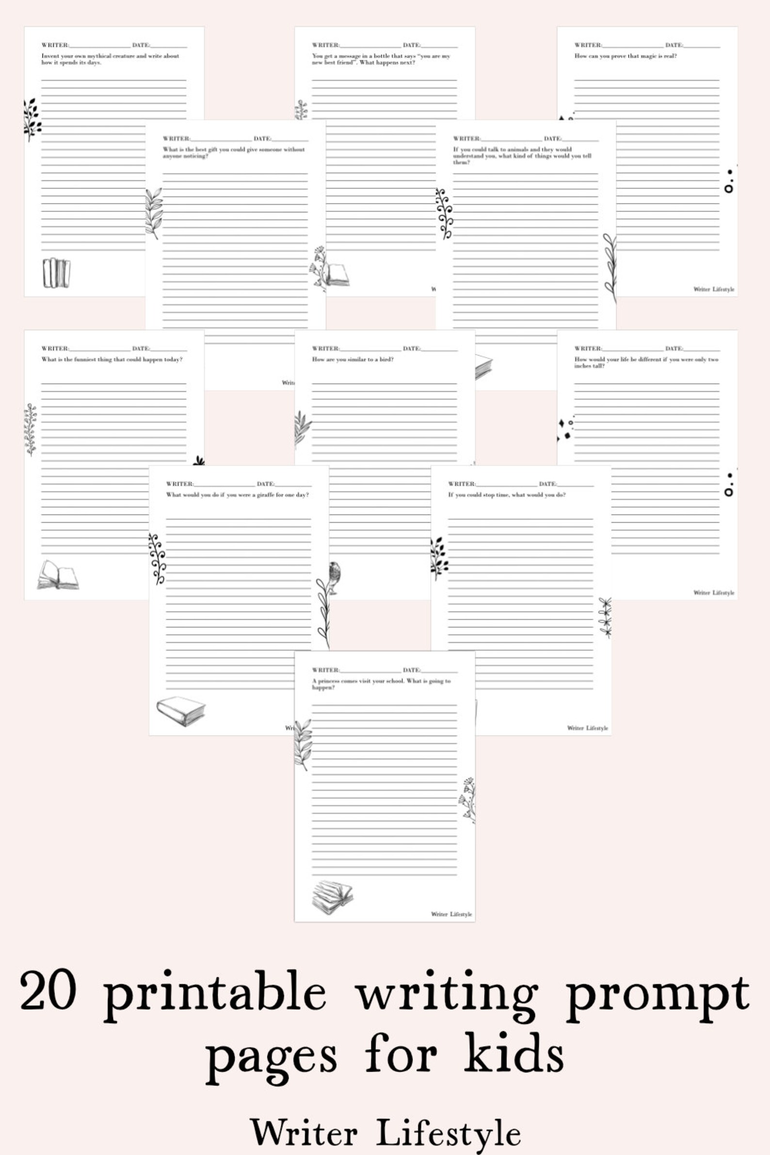 Writing Prompts for Kids PDF Printable Story Pages for Middle - Etsy