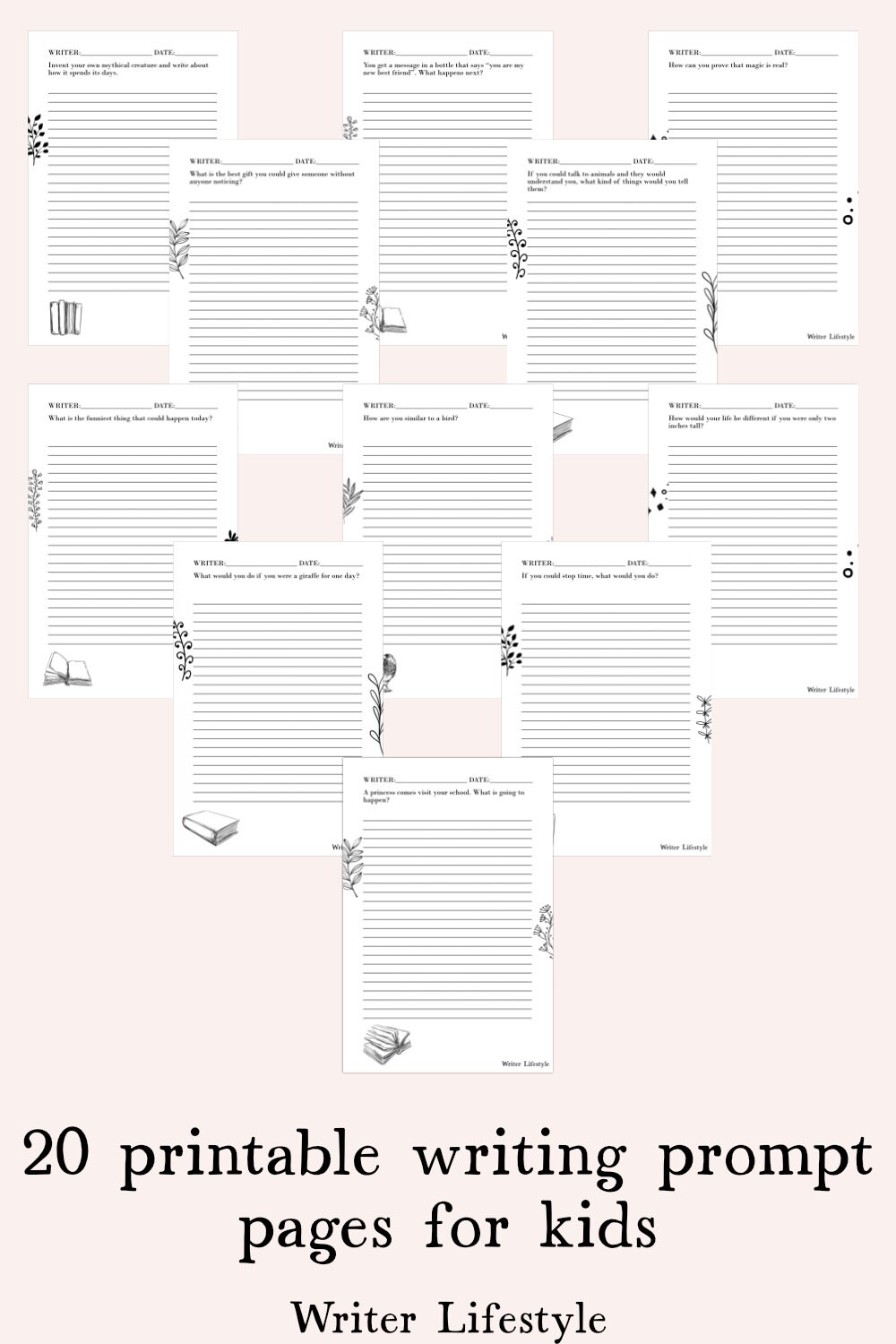 Writing Prompts for Kids PDF Printable Story Pages for Middle - Etsy