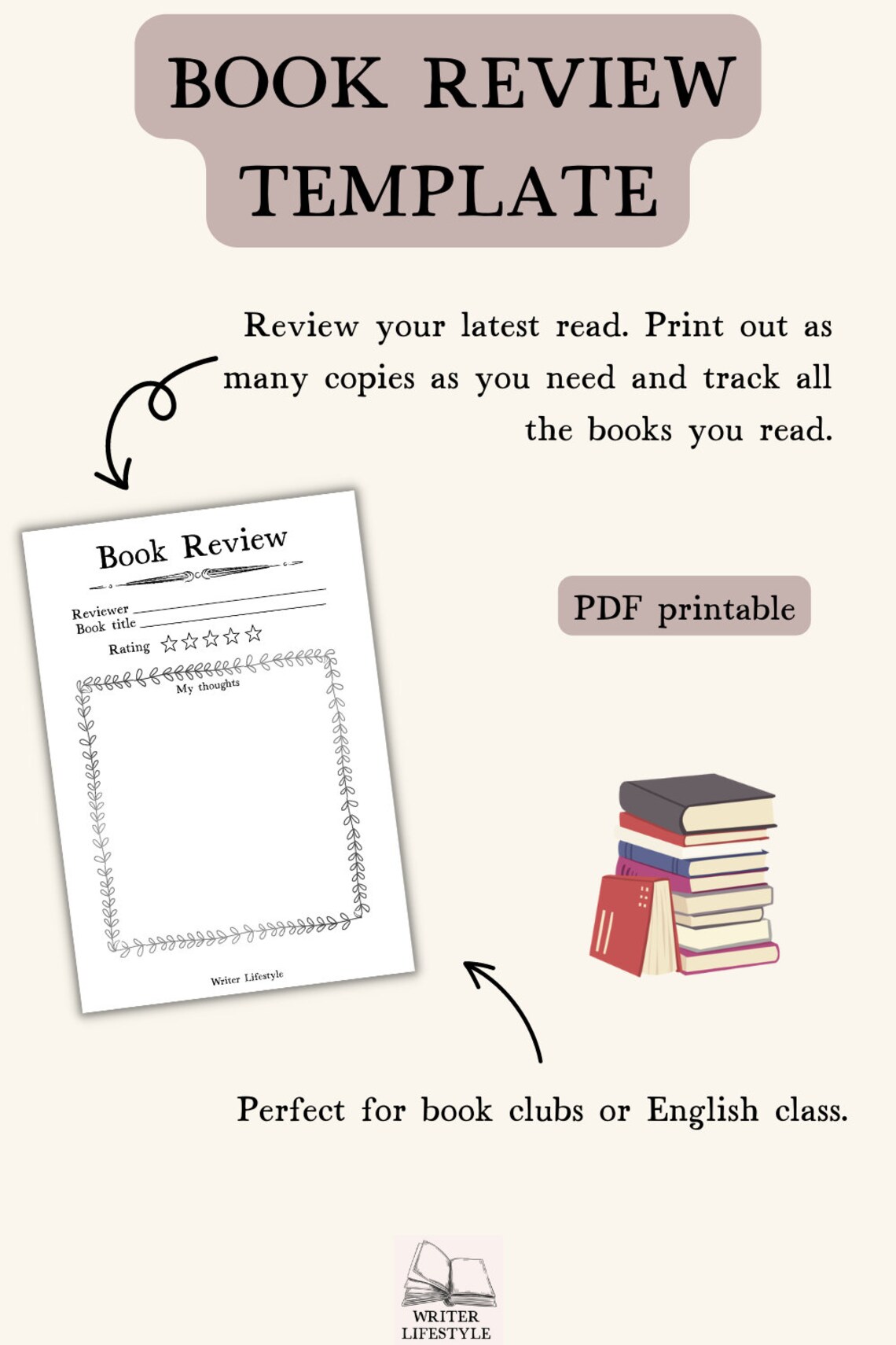 Book Review Template, Book Club Printables - Etsy